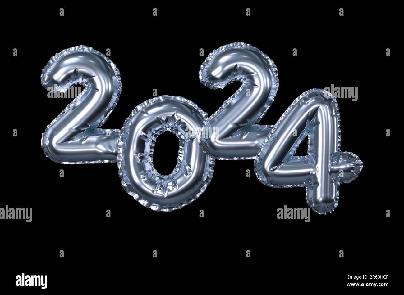2024 New Year. 3D illustration of numbers 2024 on the catwalk. black ...