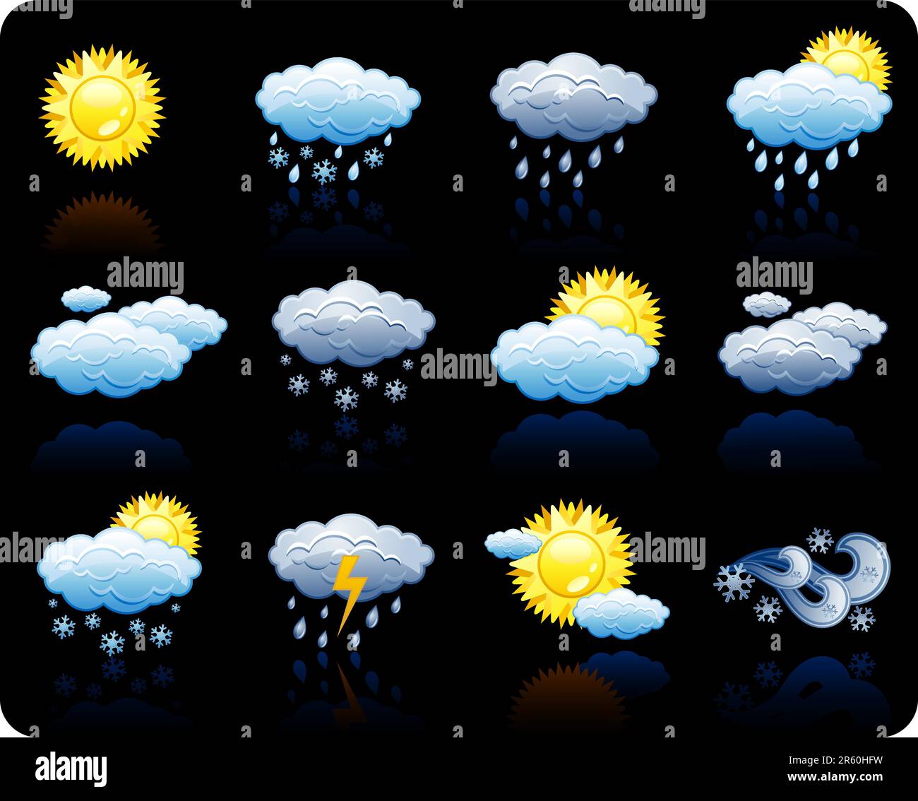 Weather icons on color Stock Vector Images - Alamy