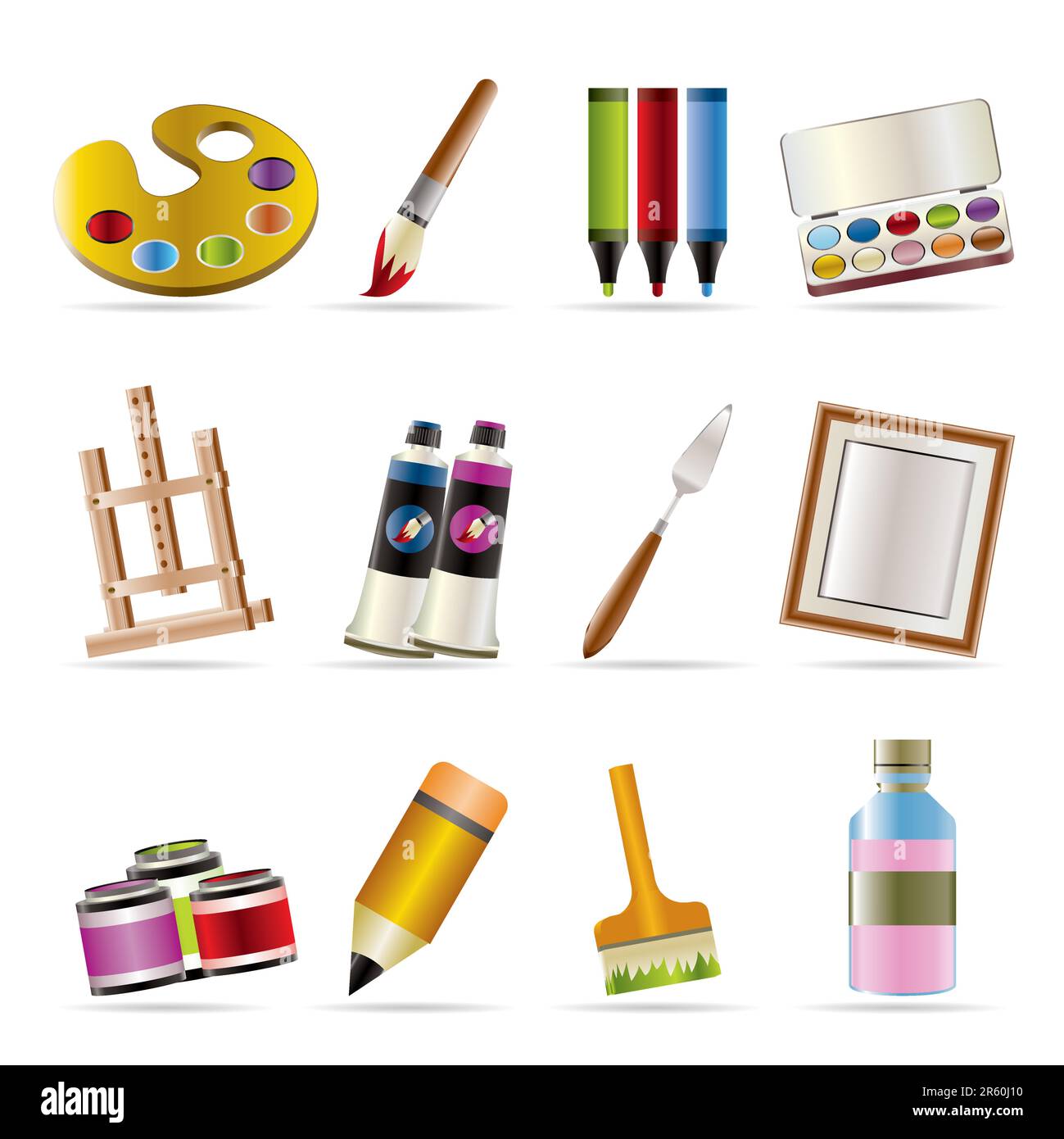 painter, drawing and painting icons - vector icon set Stock Vector ...