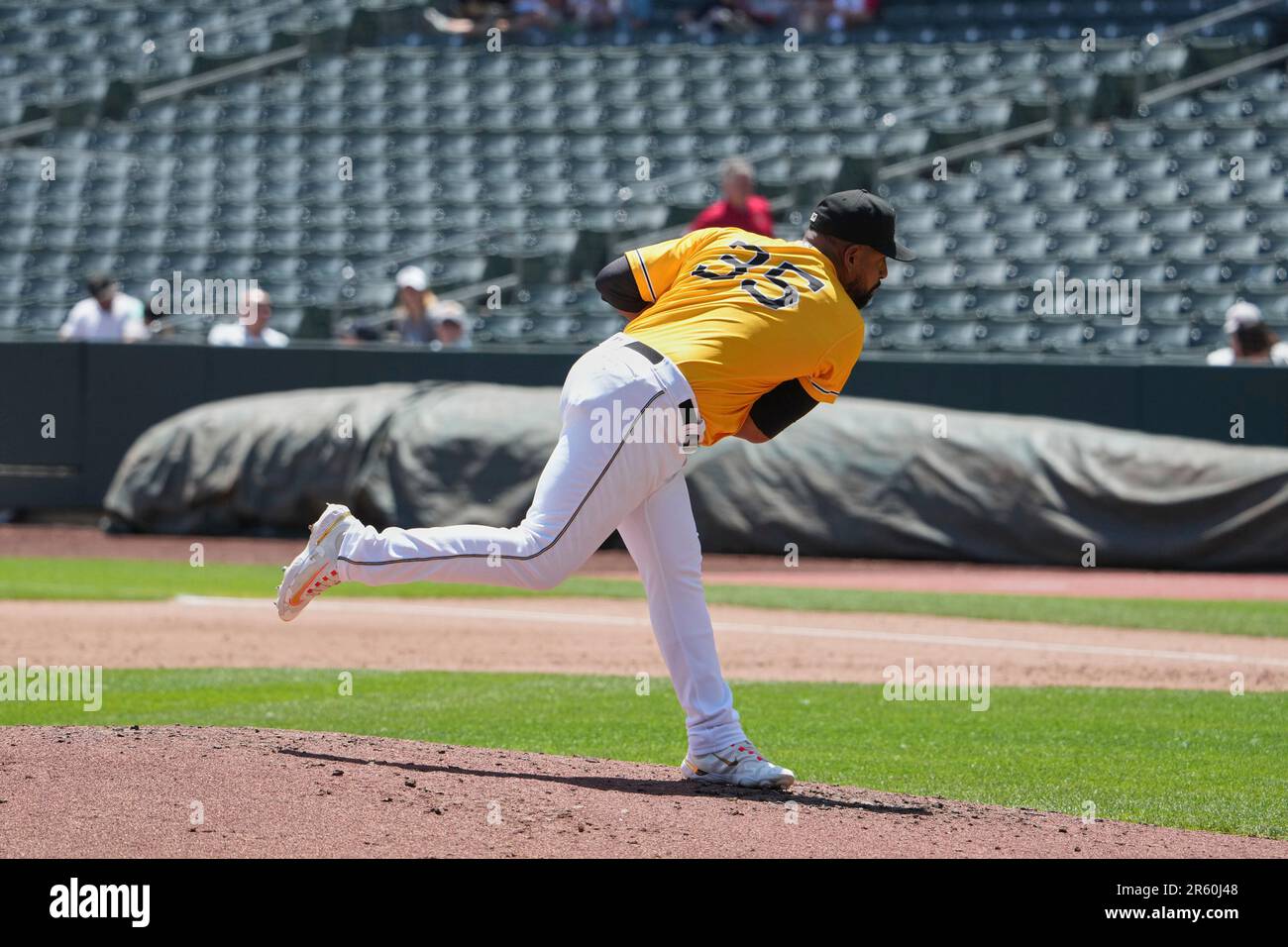June 4 2023: Salt Lake pitcher Cesar Valdez (35) throws a pitch during ...