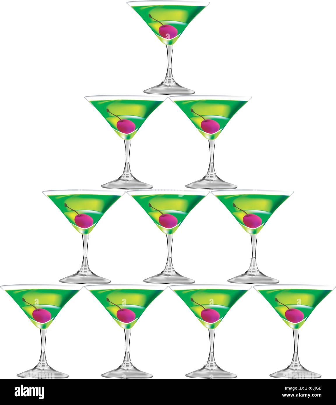 a triangle shape made by 10 glasses of martini, for celebration, vector ...