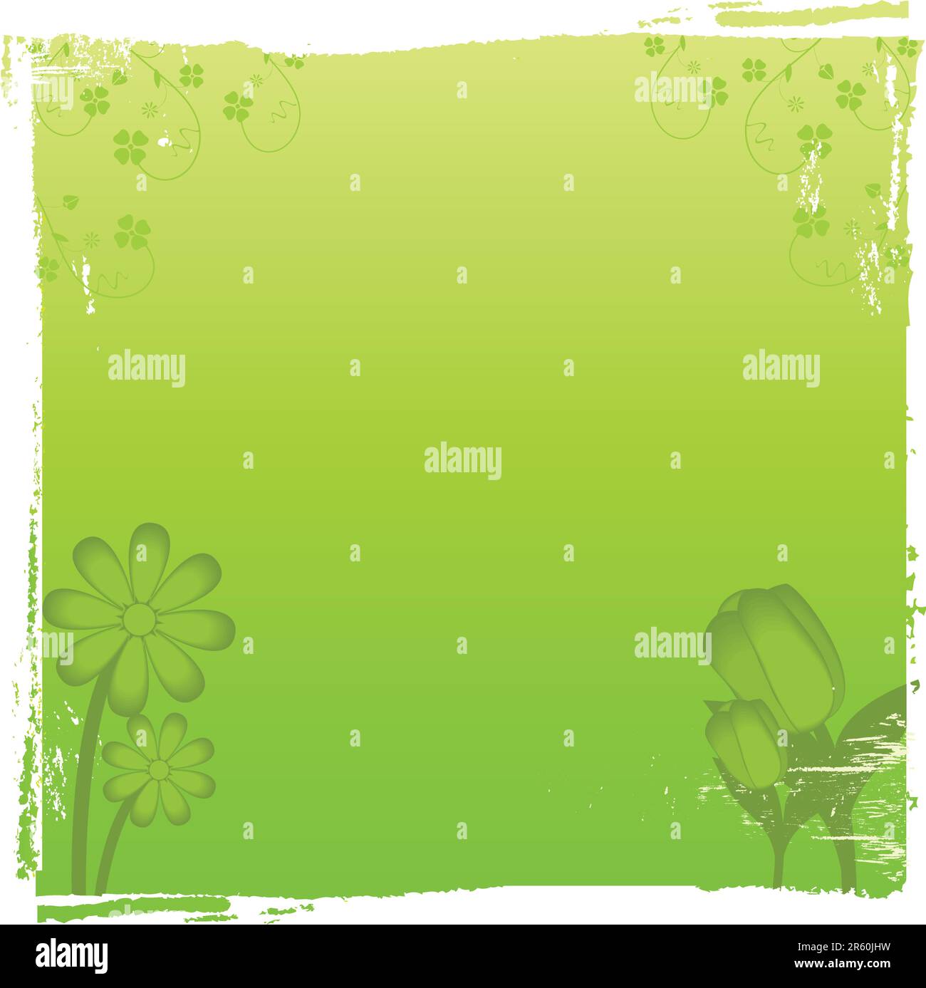Distressed green background with tulips and daisies Stock Vector Image ...