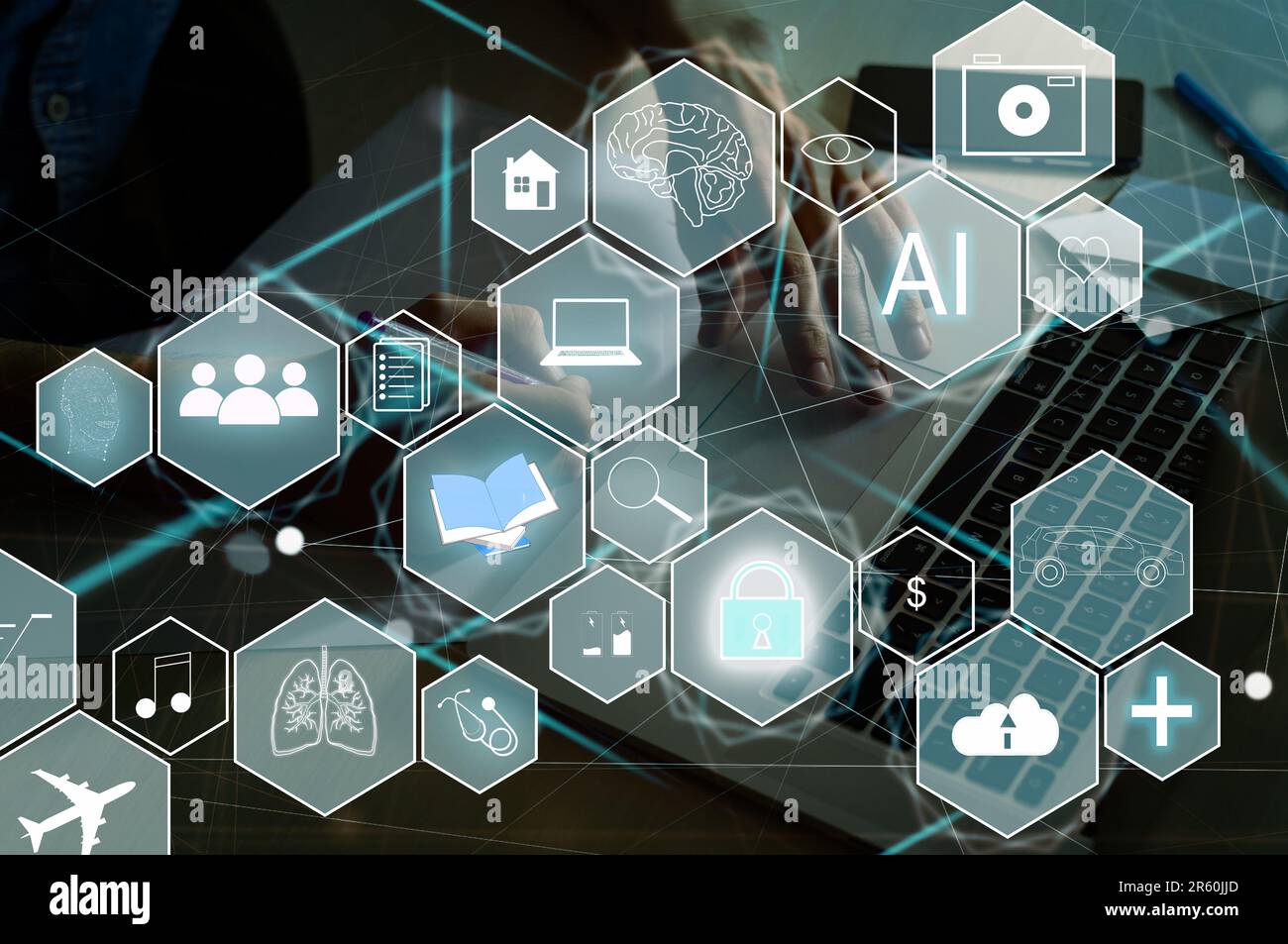 Human and technology concept. AI (Artificial Intelligence ...