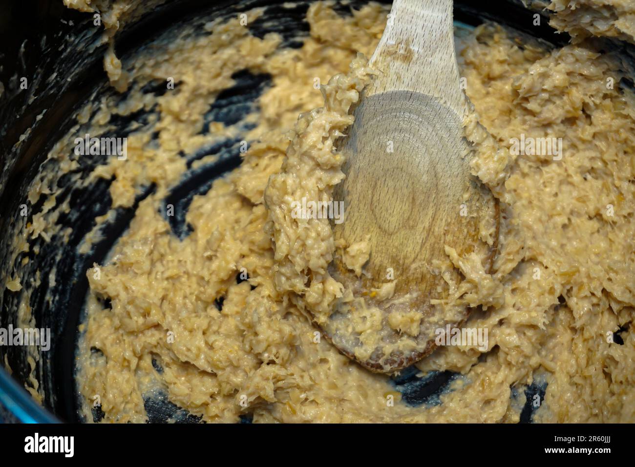 Famous Ottoman meal Keskek made with grain and chicken at home in the ...