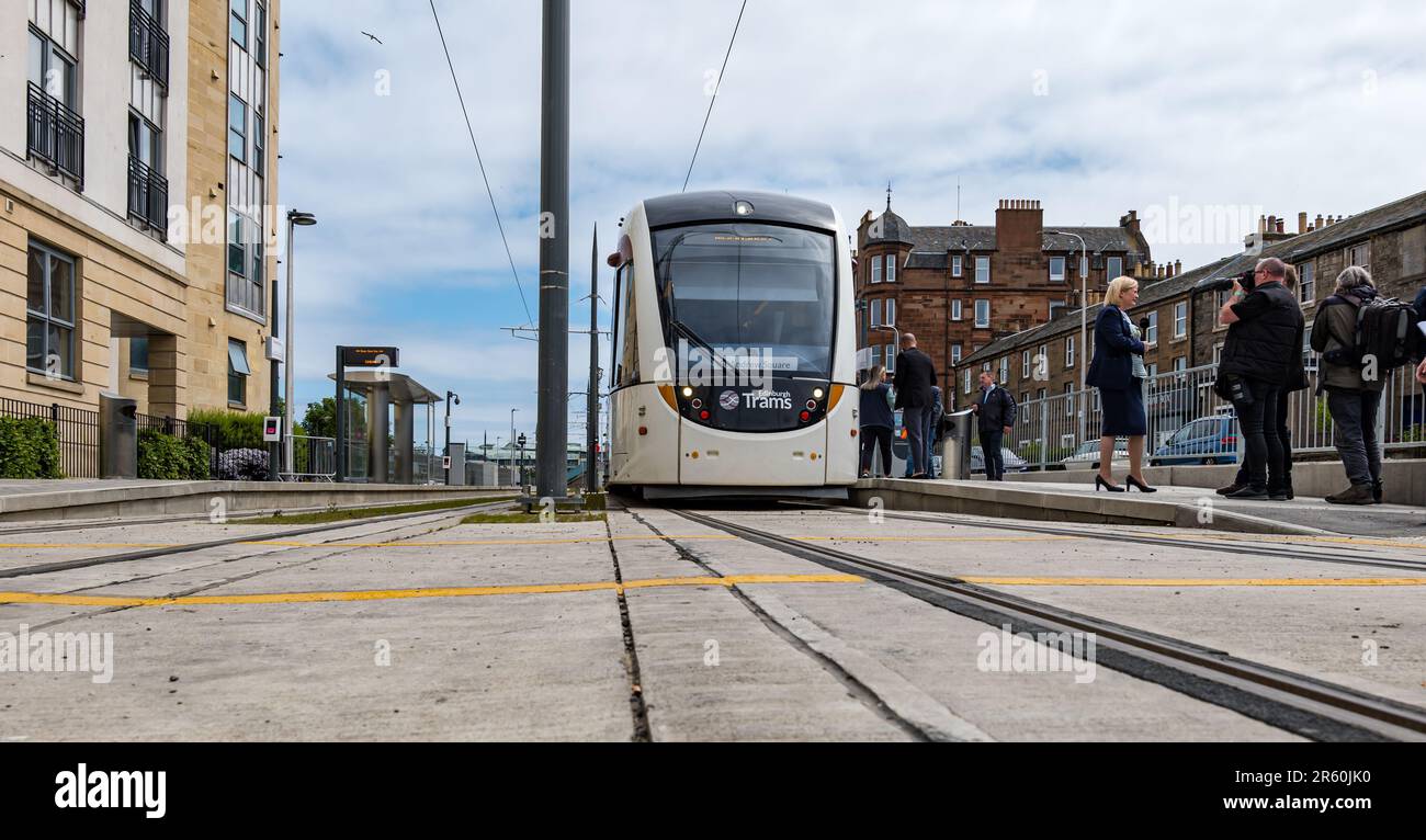 Edinburgh, Scotland, UK, 06 June 2023. Trams to Newhaven: After 3.5 years the extension to the ...