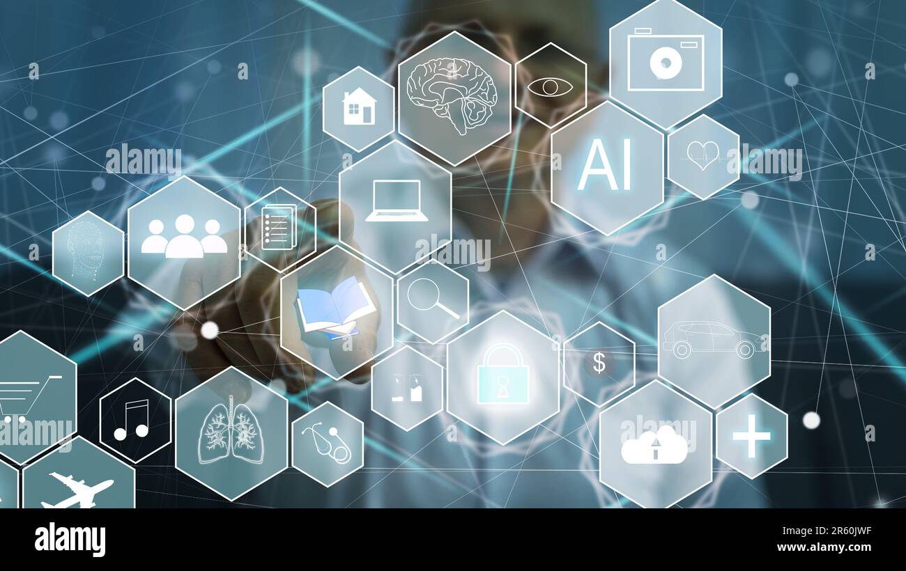 AI, Artificial intelligence, machine learning, neural networks and modern technologies concepts ...