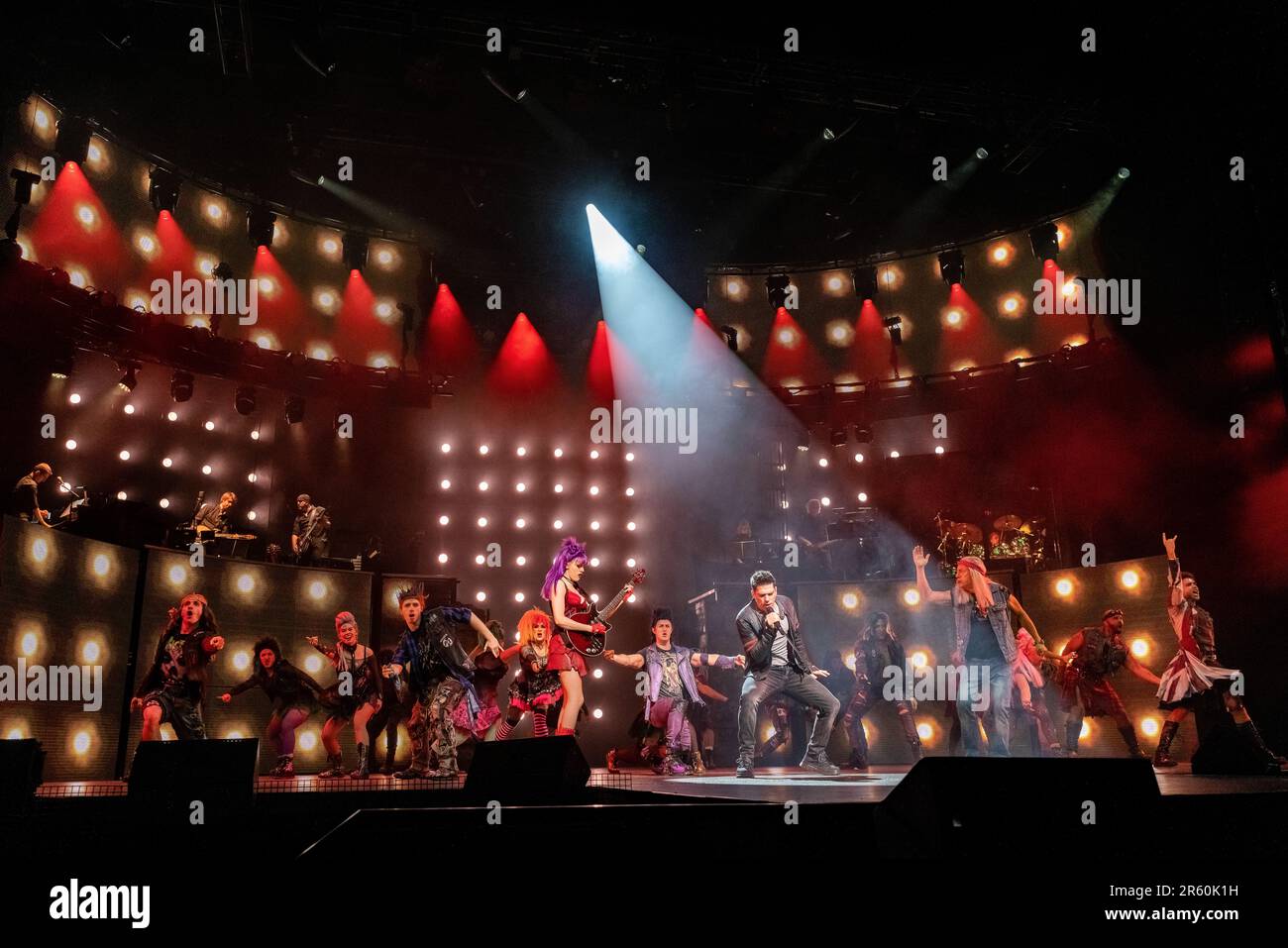 All cast in costumes including Ian Mcintosh, Ben Elton and Elena Skye ...