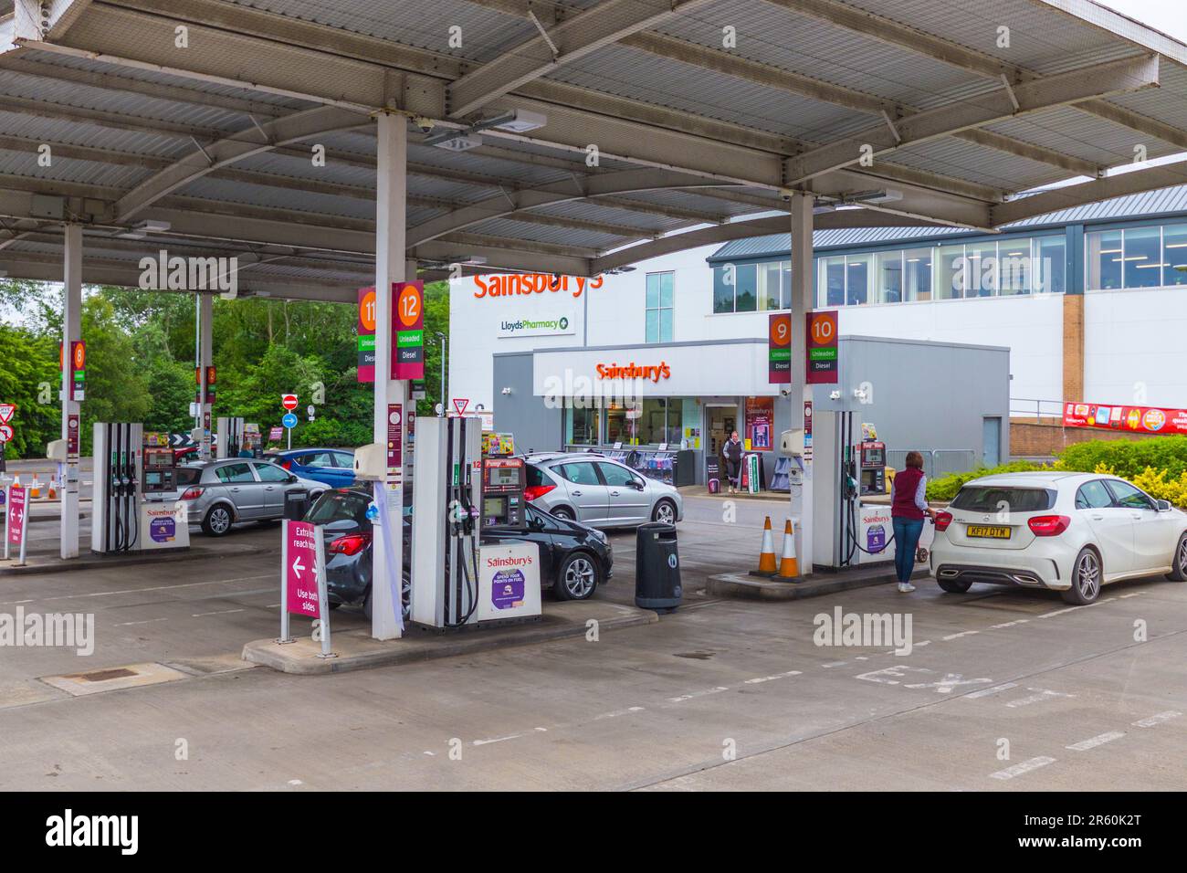 A view of the petrol / diesel filling station forecourt at Sainsbury's ...