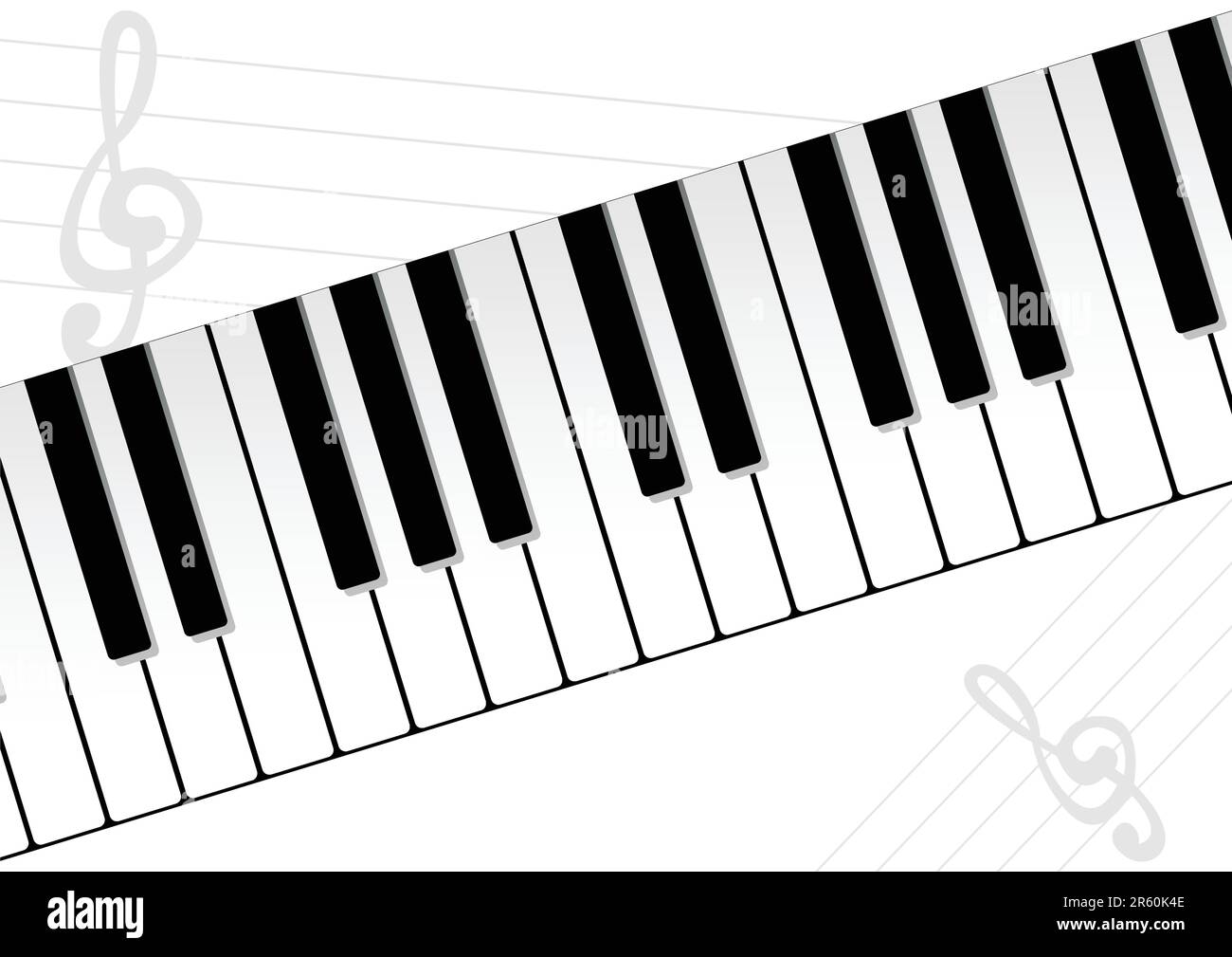 Piano keyboard with music sheet over white background Stock Vector ...