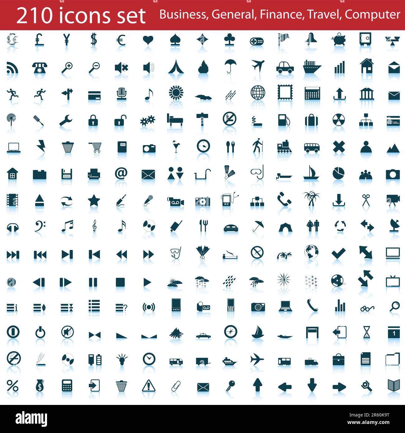 Biggest collection of different icons for using in web design Stock ...