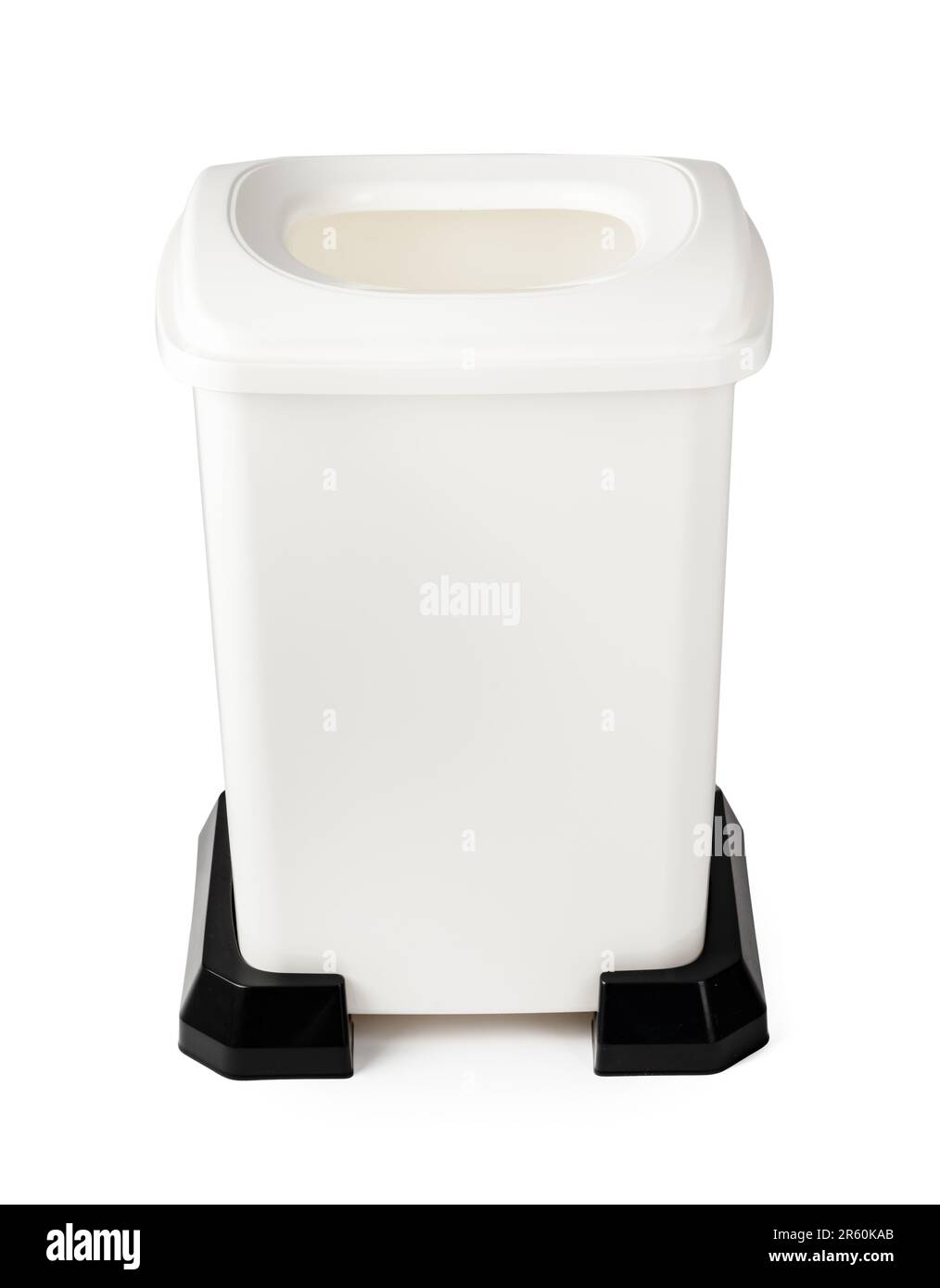 White plastic waste bin isolated on white Stock Photo - Alamy