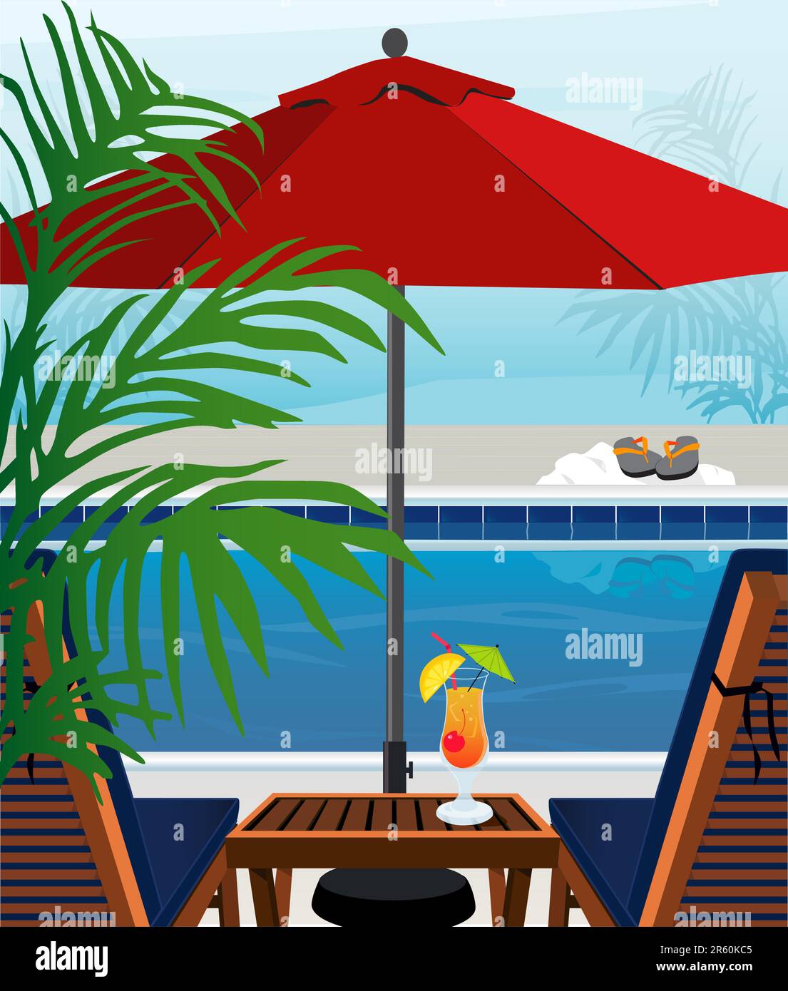 Chaise lounges at poolside Stock Vector Images - Alamy