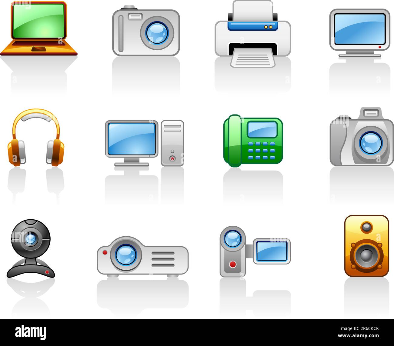 Set of icons on a theme Electronics Computers Multimedia Stock Vector ...