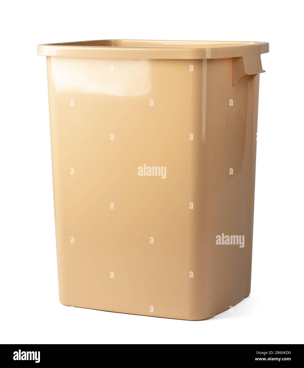 Beige plastic waste bin isolated on white Stock Photo - Alamy