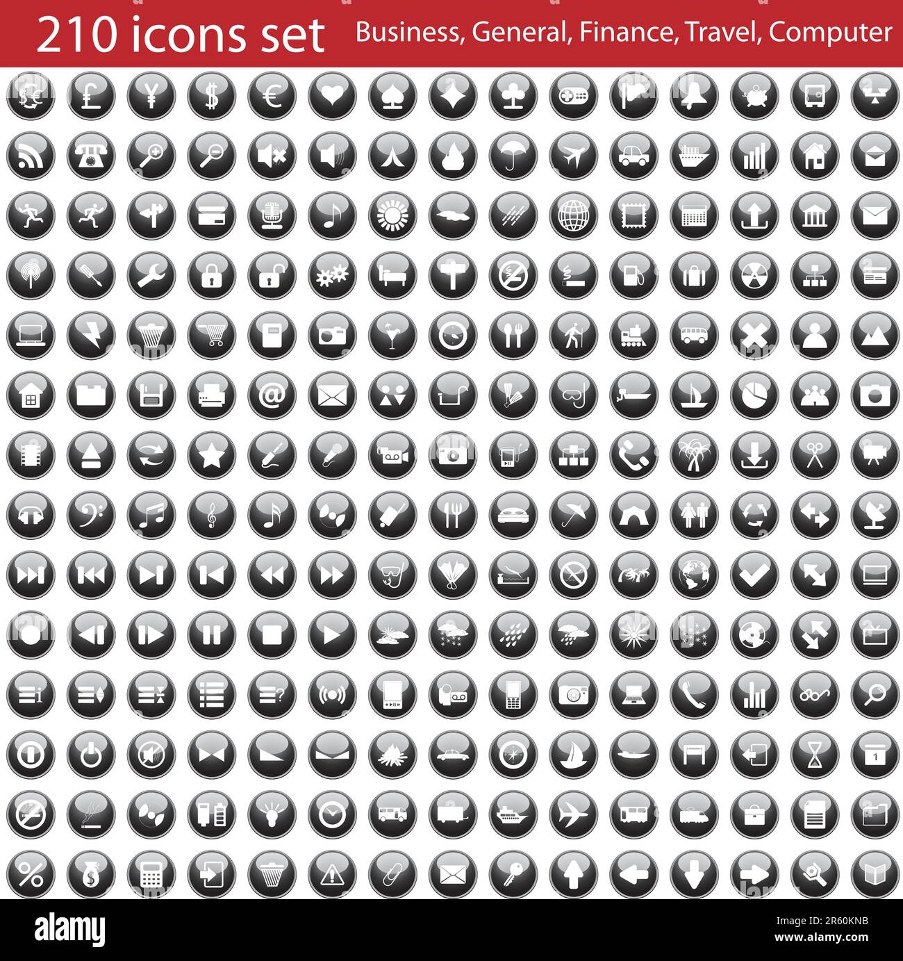 Biggest collection of different icons for using in web design Stock ...