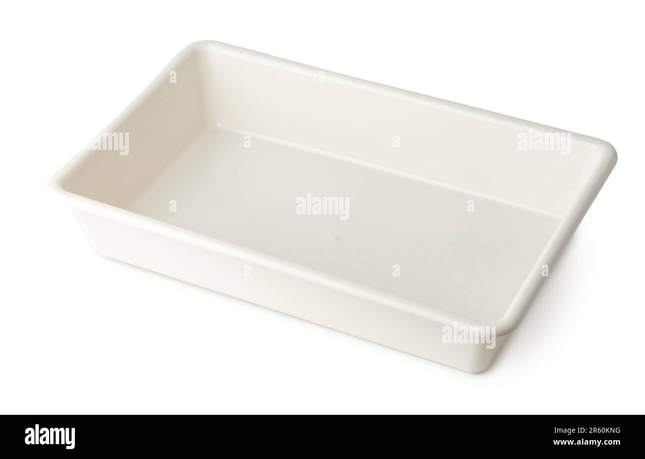 White plastic tray isolated on white background Stock Photo - Alamy