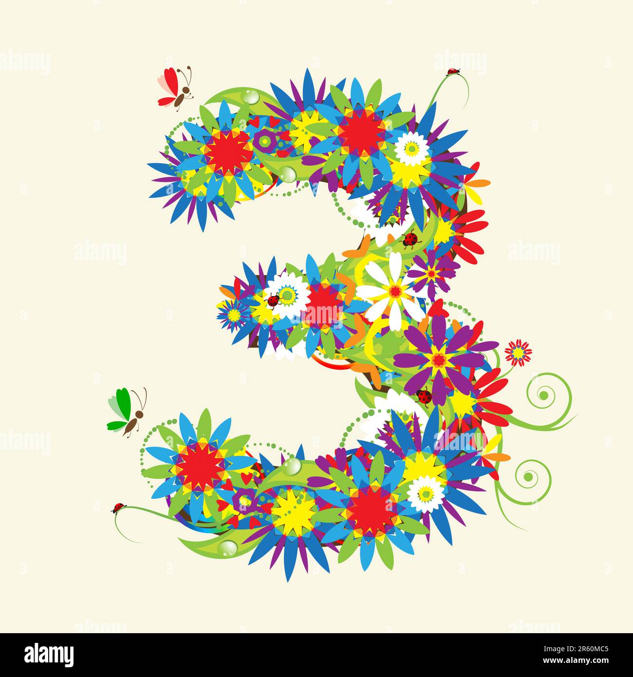 Numbers, floral design. See also numbers in my gallery Stock Vector ...