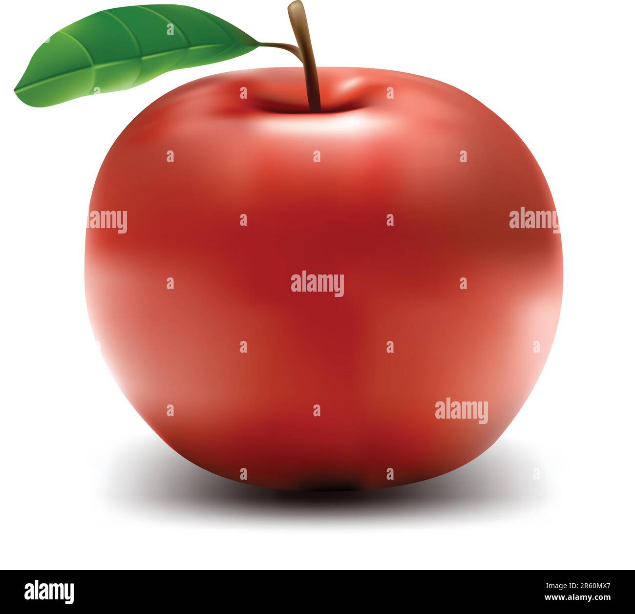 red apple with leaf - easy to edit vector EPS file Stock Vector Image ...