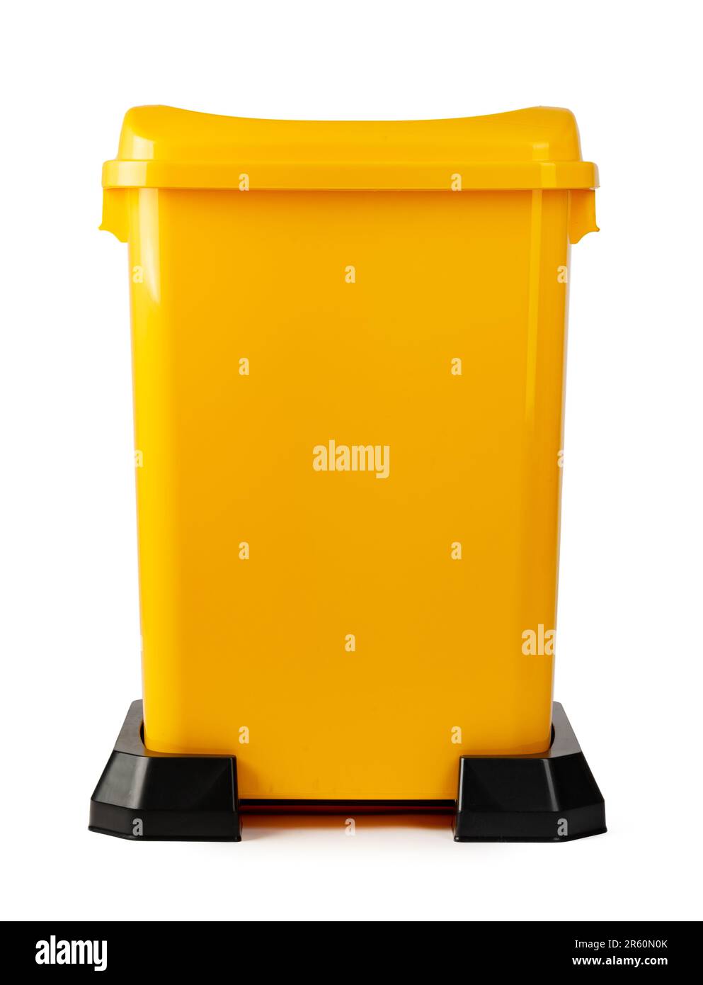 Yellow plastic waste bin isolated on white Stock Photo - Alamy