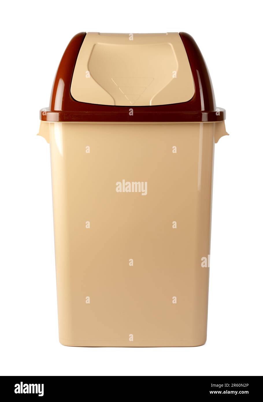 Beige plastic waste bin isolated on white Stock Photo - Alamy