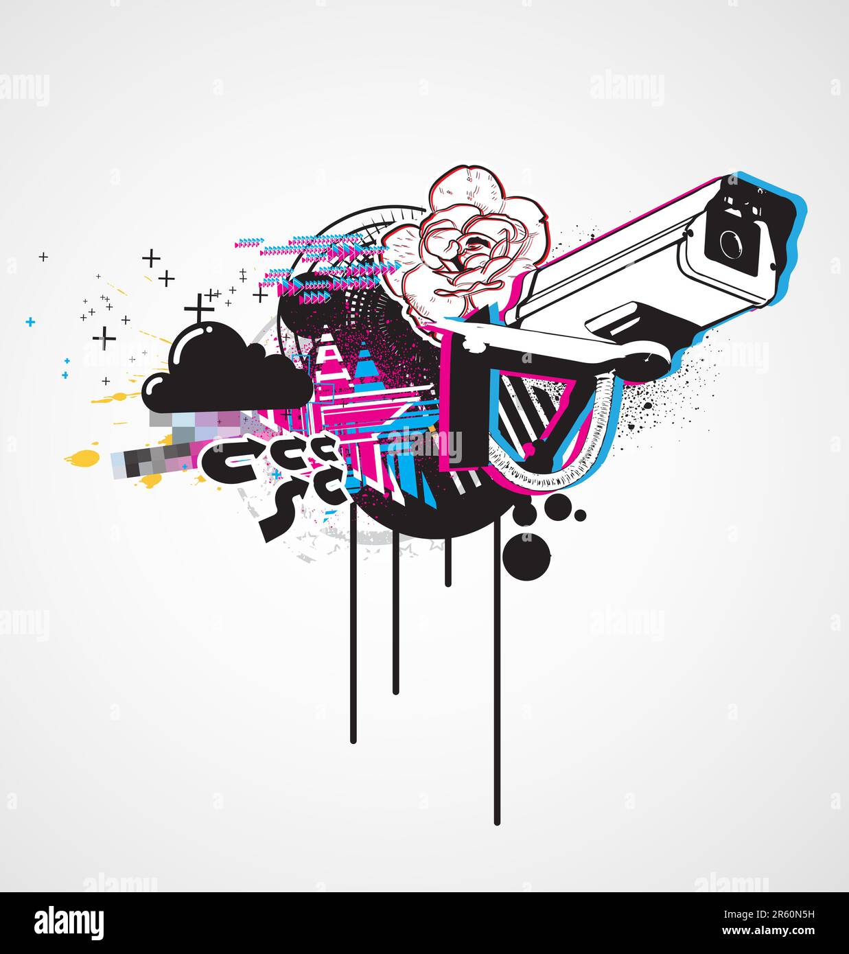 Vector illustration of grunge Background with urban design elements ...