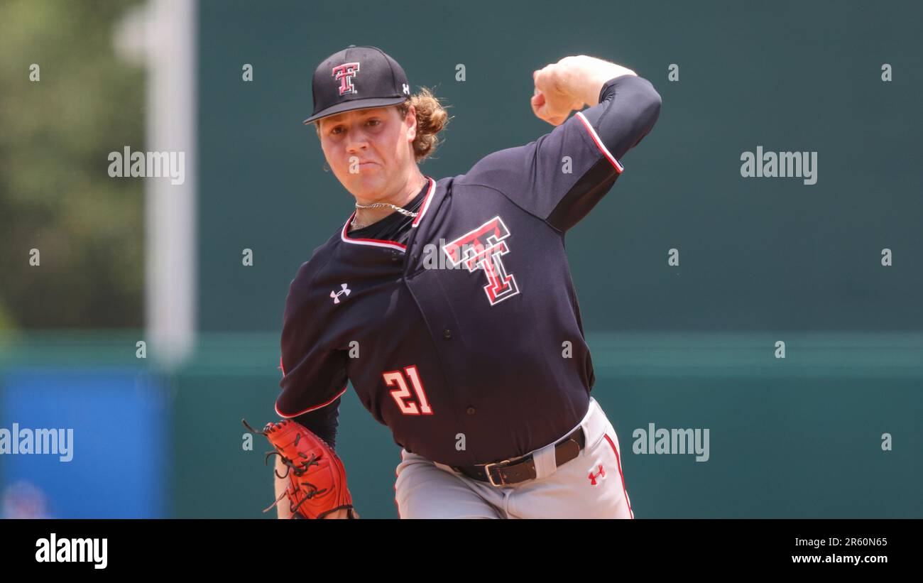 Texas Tech pitcher Mason Molina (21) in action during an NCAA baseball ...