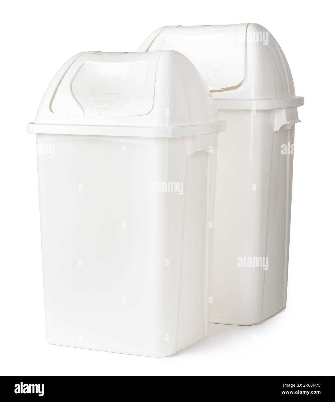 White plastic waste bin isolated on white Stock Photo - Alamy