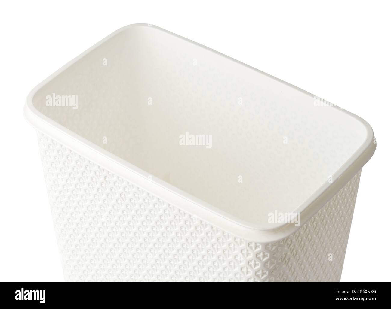 Simple plastic trash can isolated on white background Stock Photo - Alamy