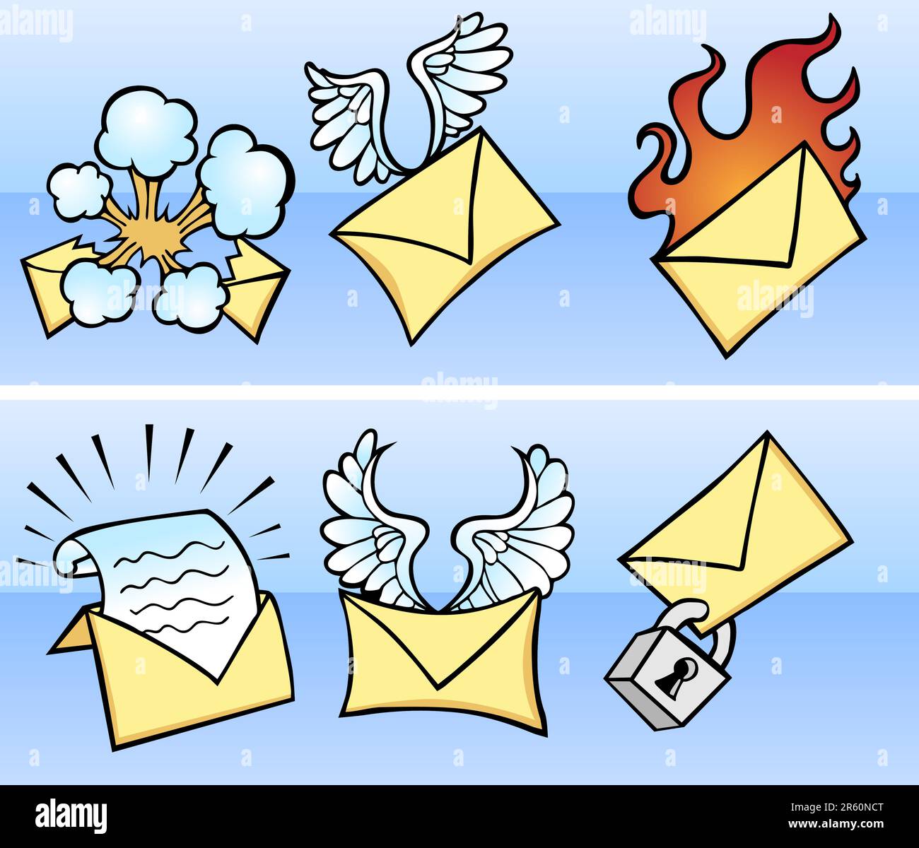 Set of 6 Email Buttons with bue background Stock Vector Image & Art - Alamy