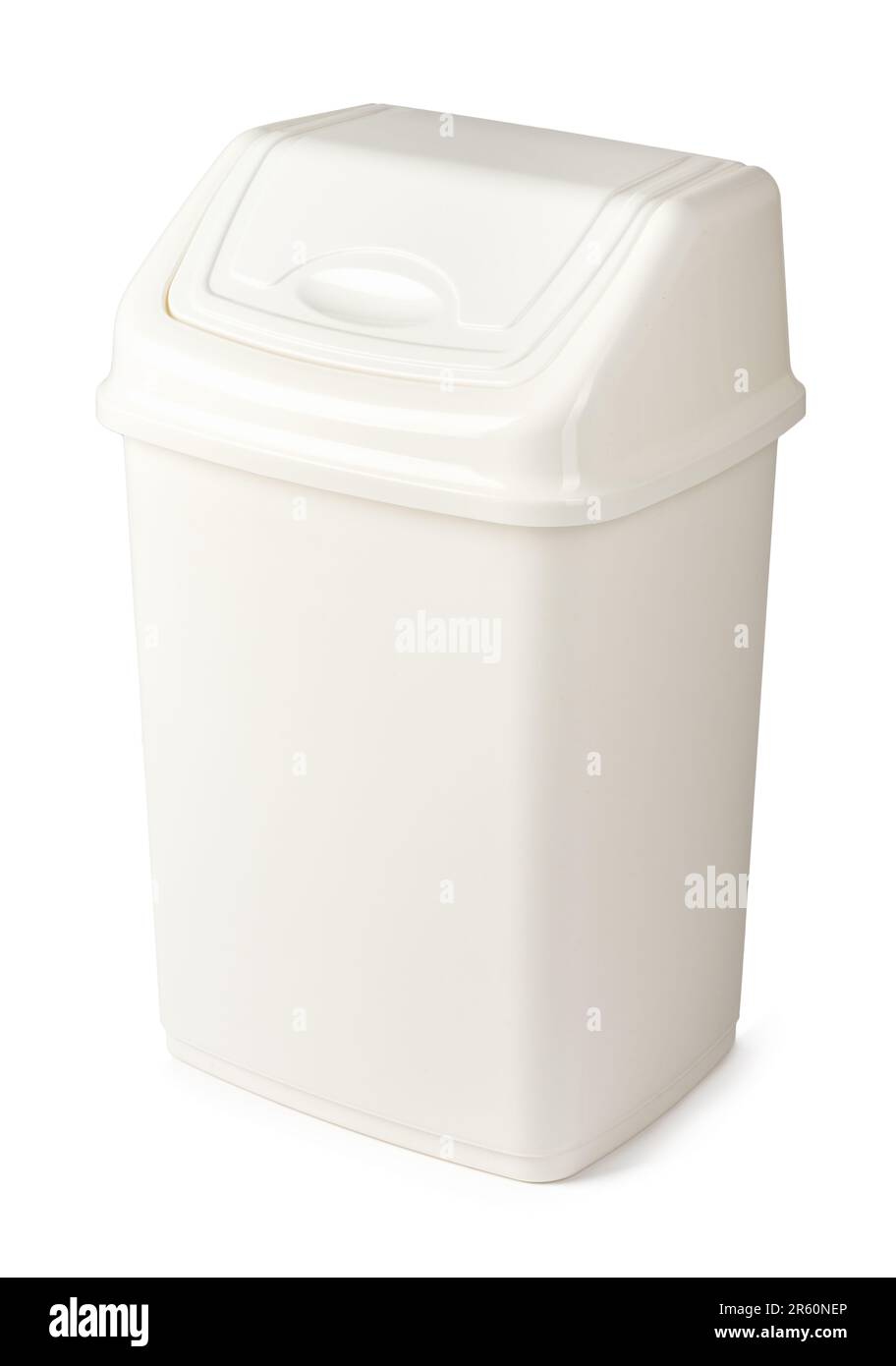 White plastic waste bin isolated on white Stock Photo - Alamy