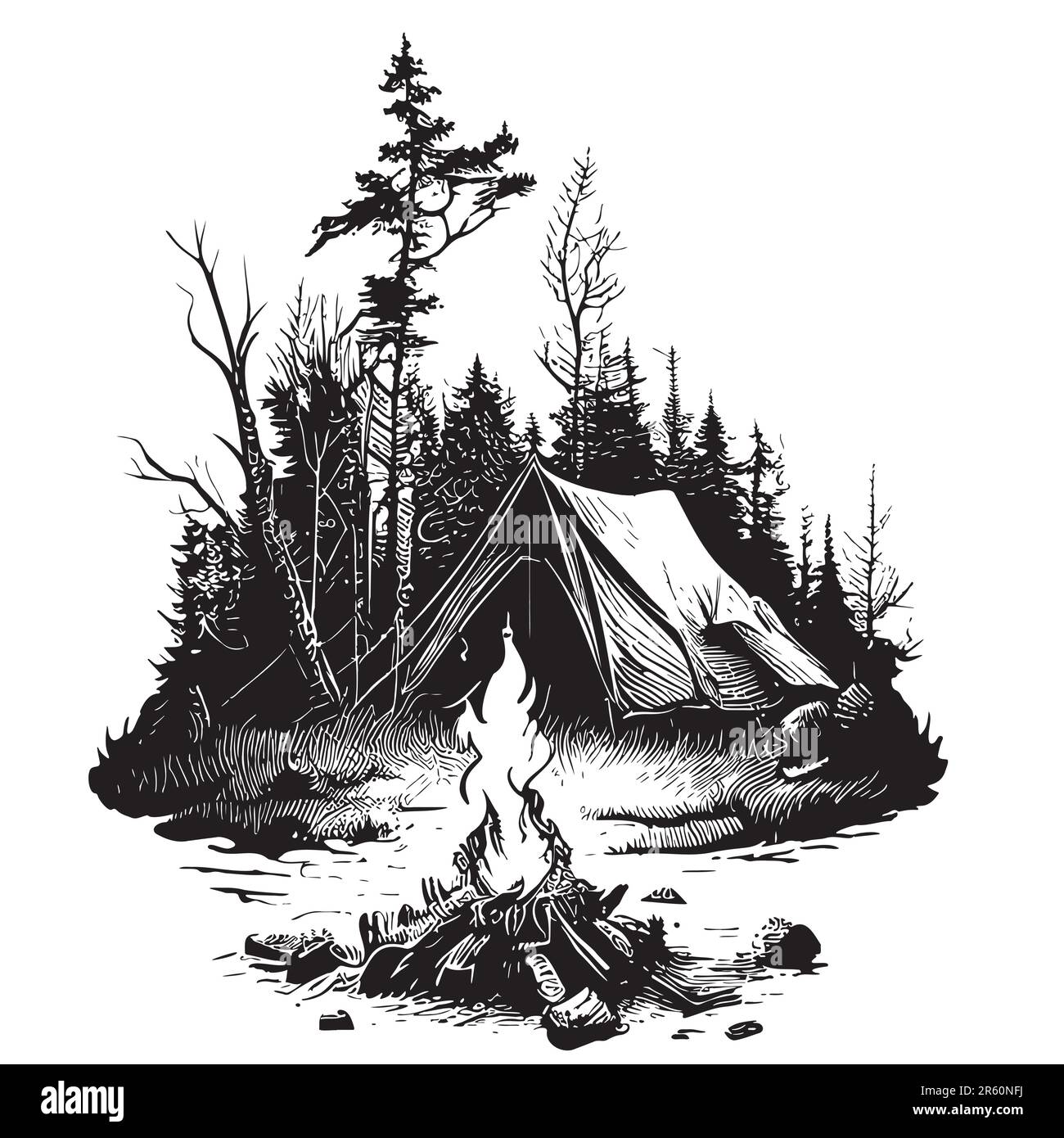 Mountain fire art Black and White Stock Photos & Images - Alamy