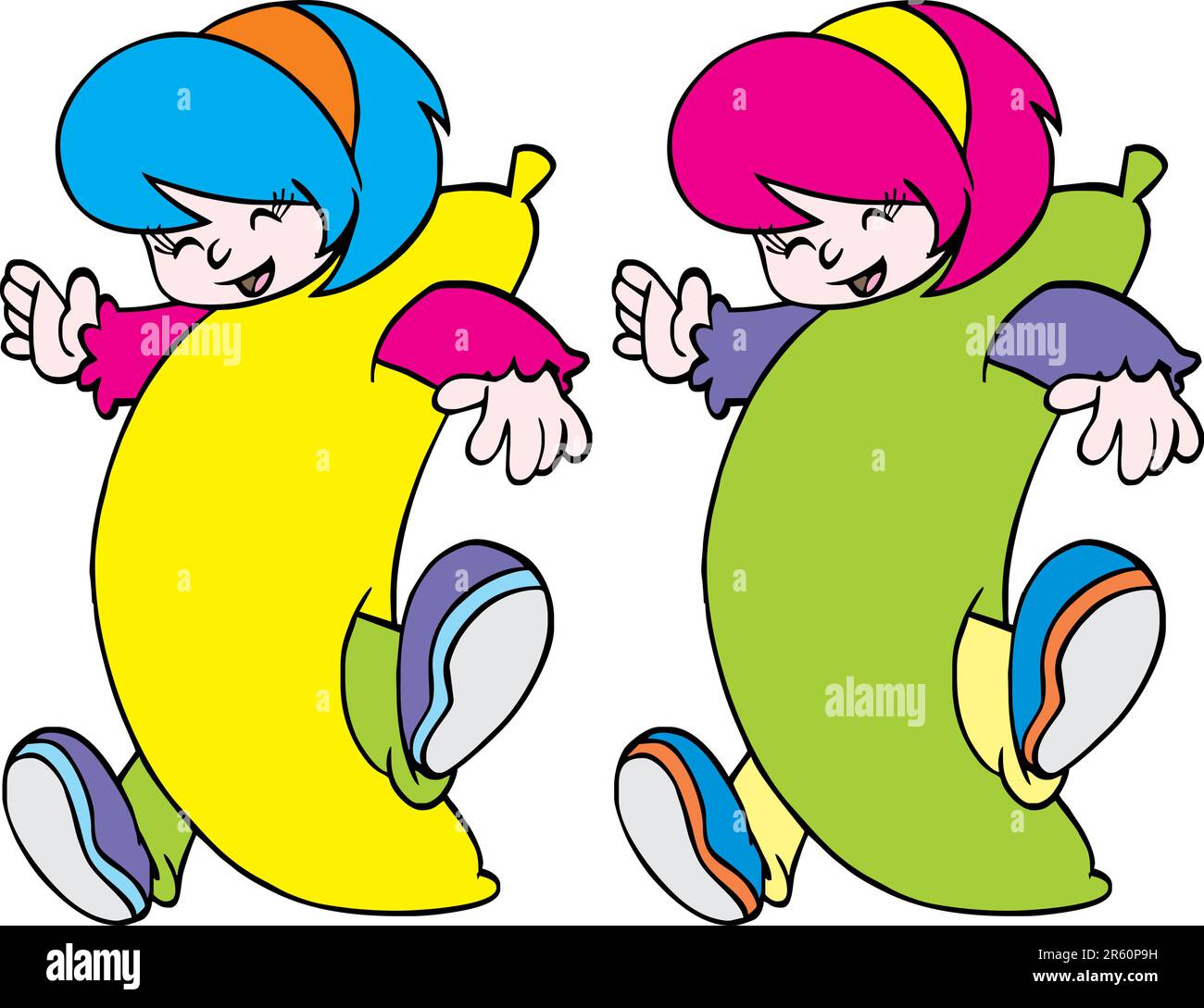 a vector illustration of a girl wearing banana costume Stock Vector ...