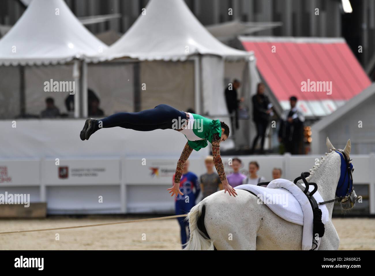 Moscow. Demonstration equestrian performances `dzhigitovka` at the ...