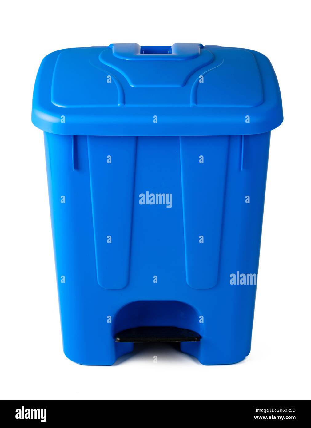 A blue trash bin isolated on white Stock Photo - Alamy