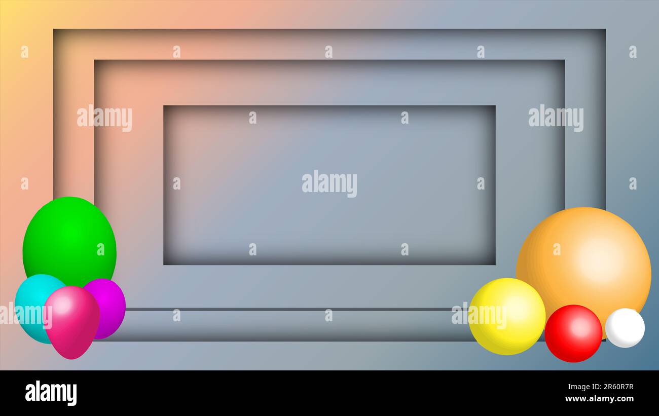 Sky pastel gradient glow shadow layers with 3D balls and balloon. Deep ...