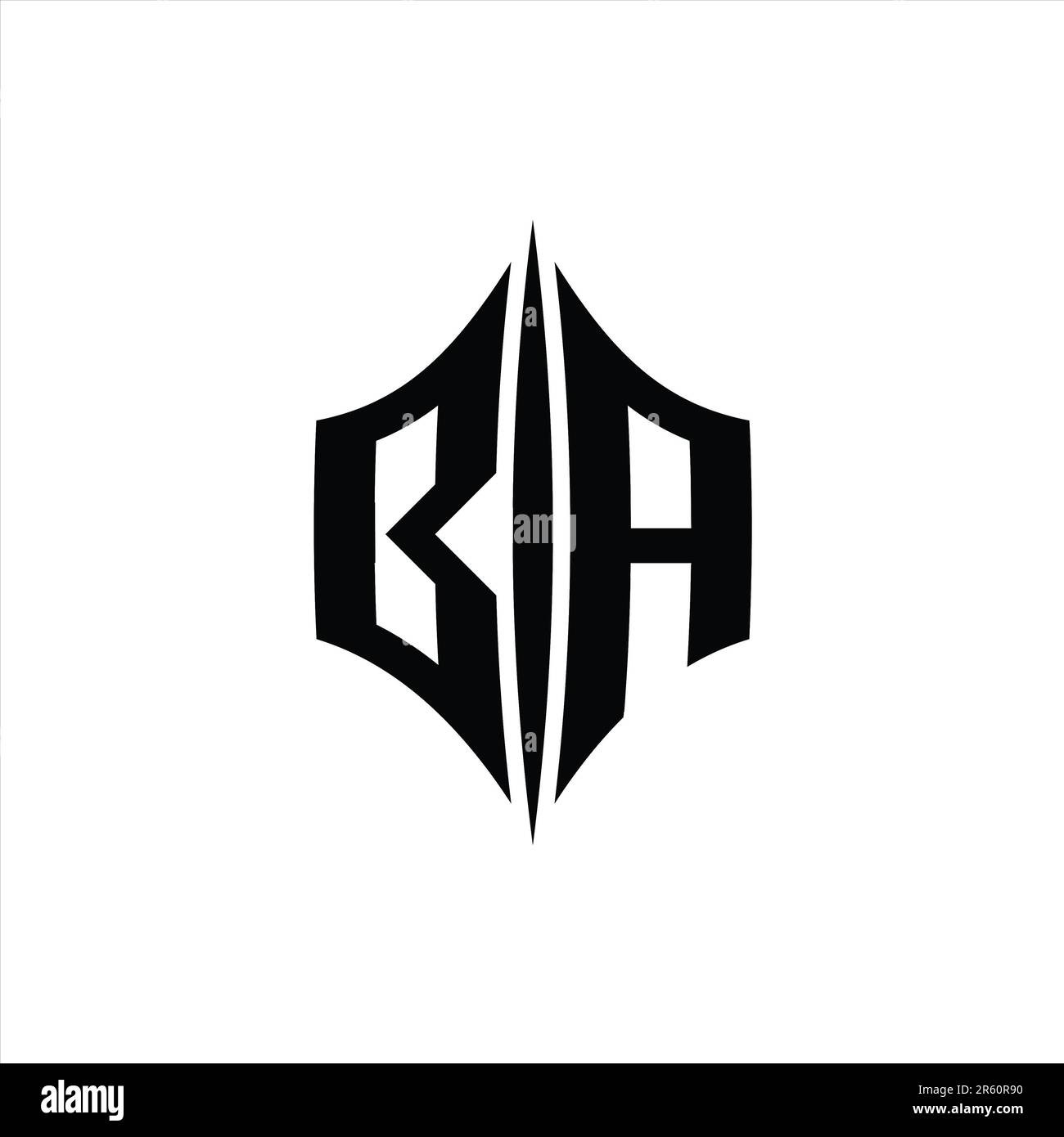 BA Letter Logo monogram hexagon diamond shape with piercing style ...