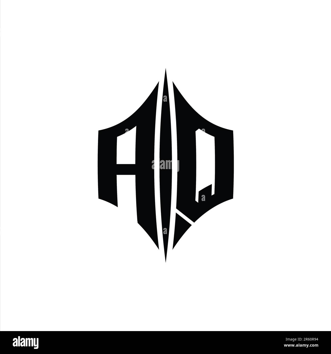 AQ Letter Logo monogram hexagon diamond shape with piercing style ...