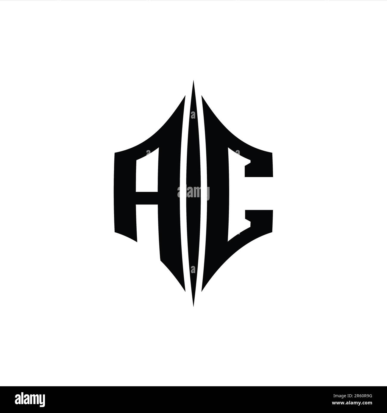 AC Letter Logo monogram hexagon diamond shape with piercing style ...