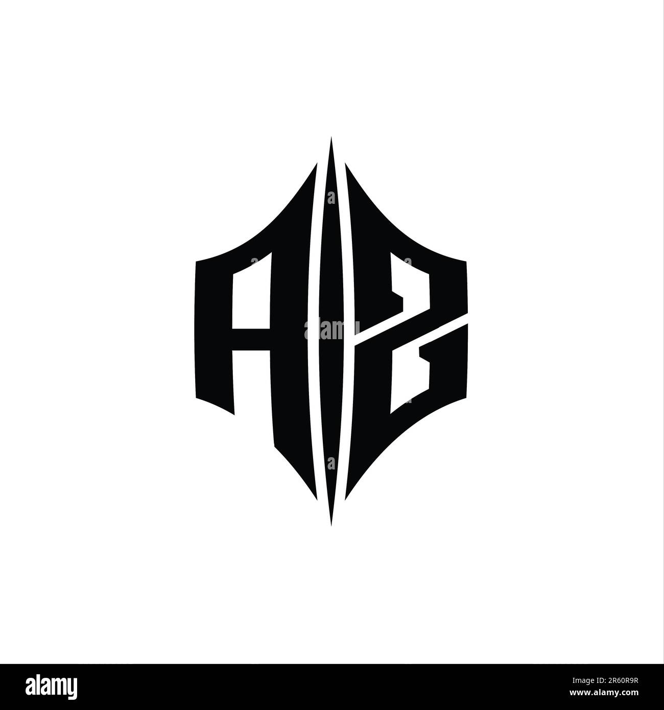 AZ Letter Logo monogram hexagon diamond shape with piercing style ...