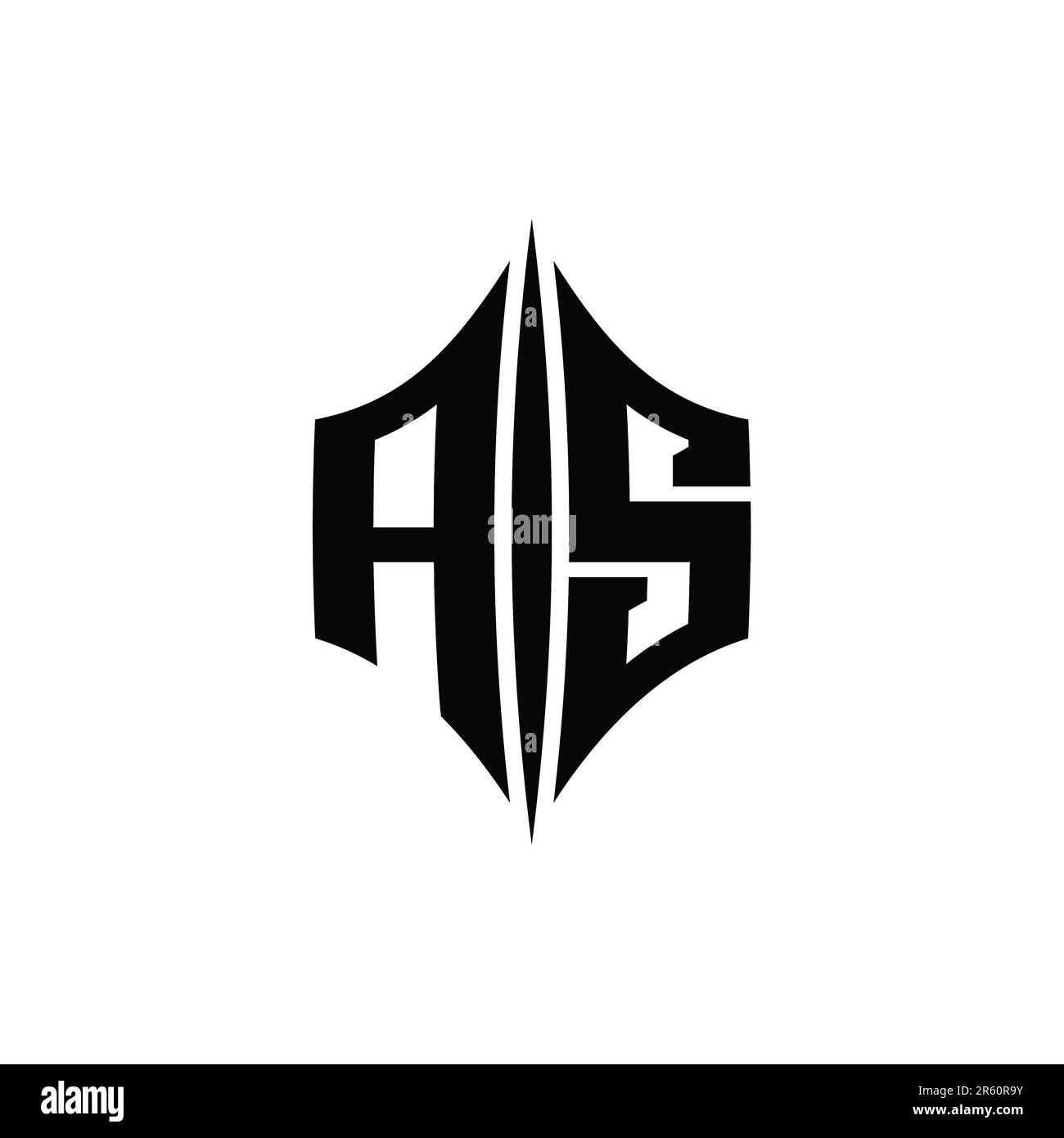 AS Letter Logo monogram hexagon diamond shape with piercing style ...