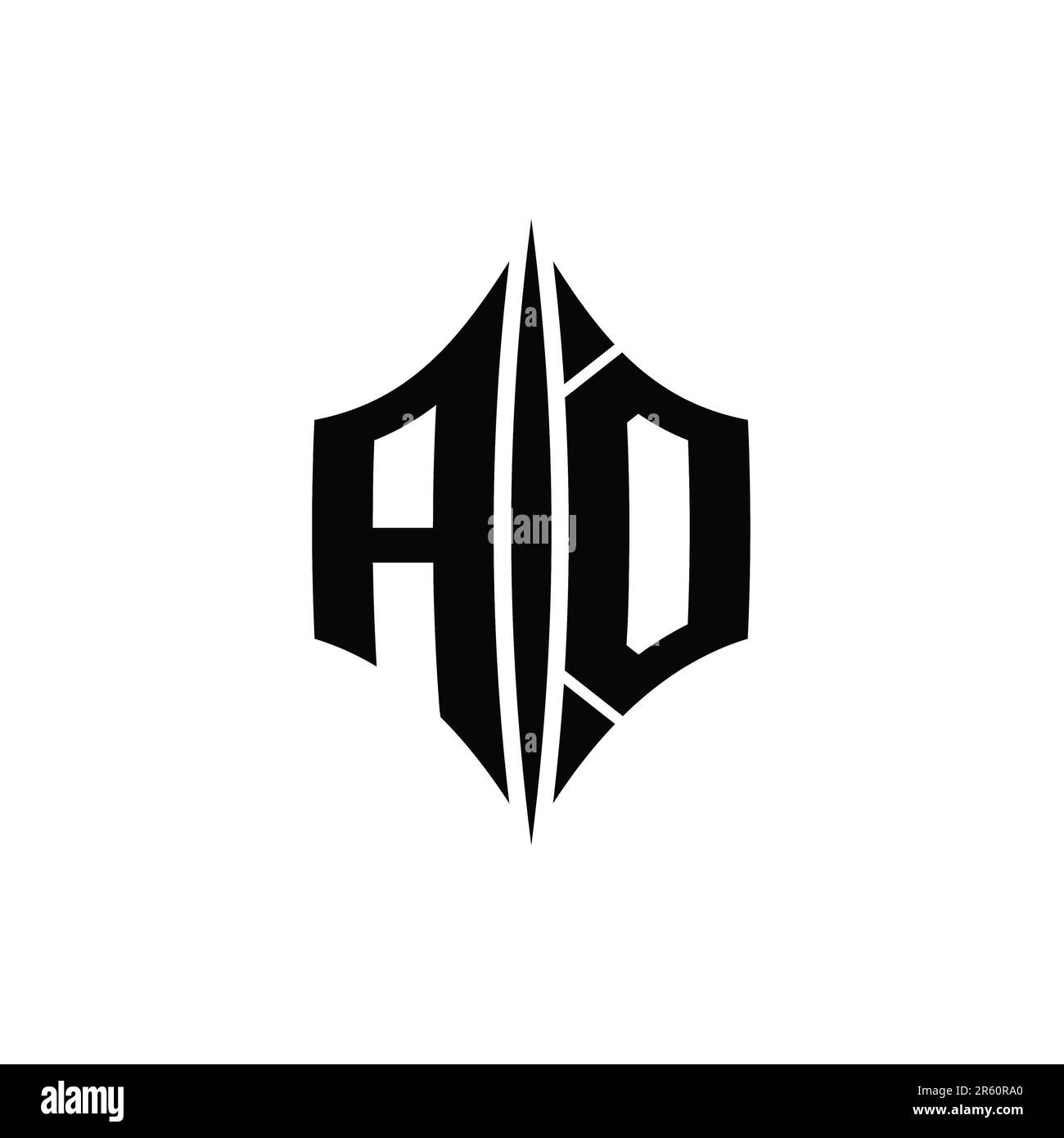 AO Letter Logo monogram hexagon diamond shape with piercing style ...