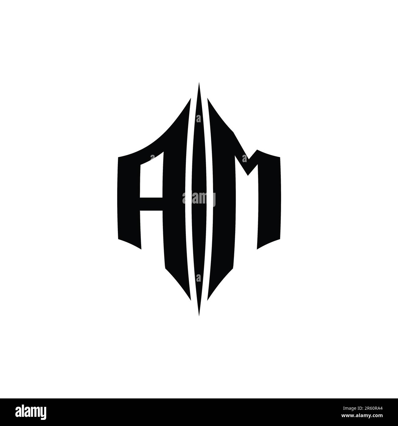 AM Letter Logo monogram hexagon diamond shape with piercing style ...