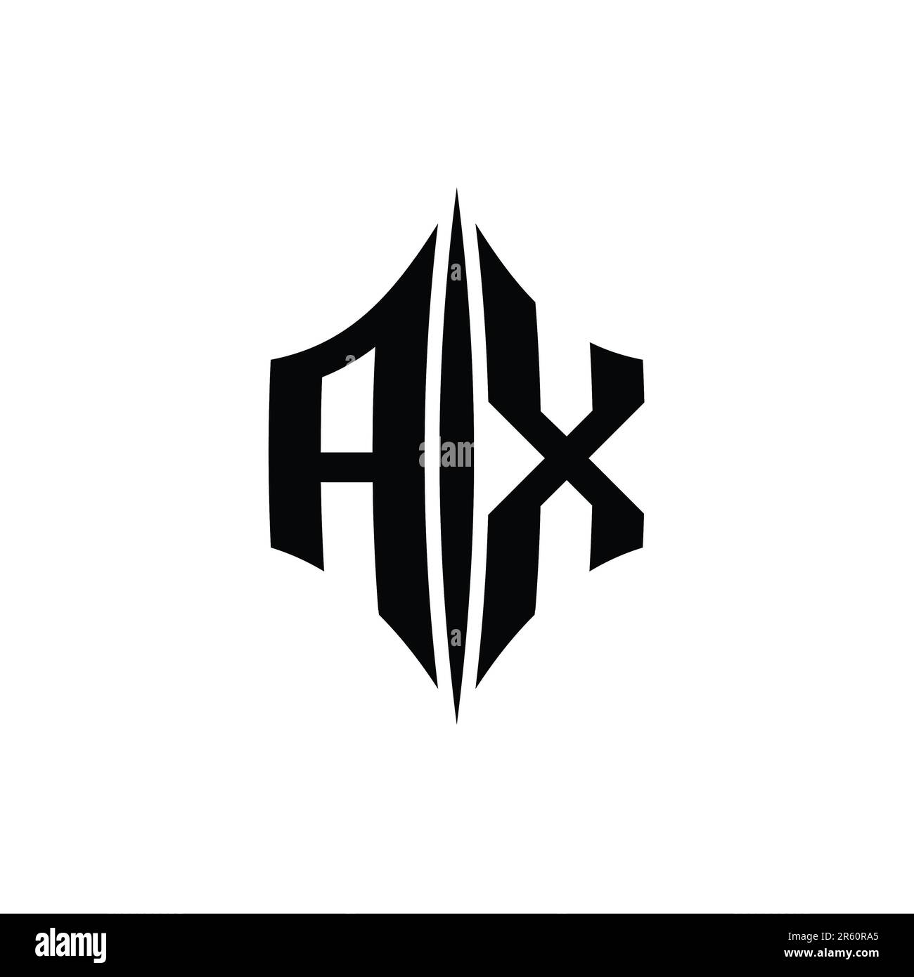 AX Letter Logo monogram hexagon diamond shape with piercing style ...