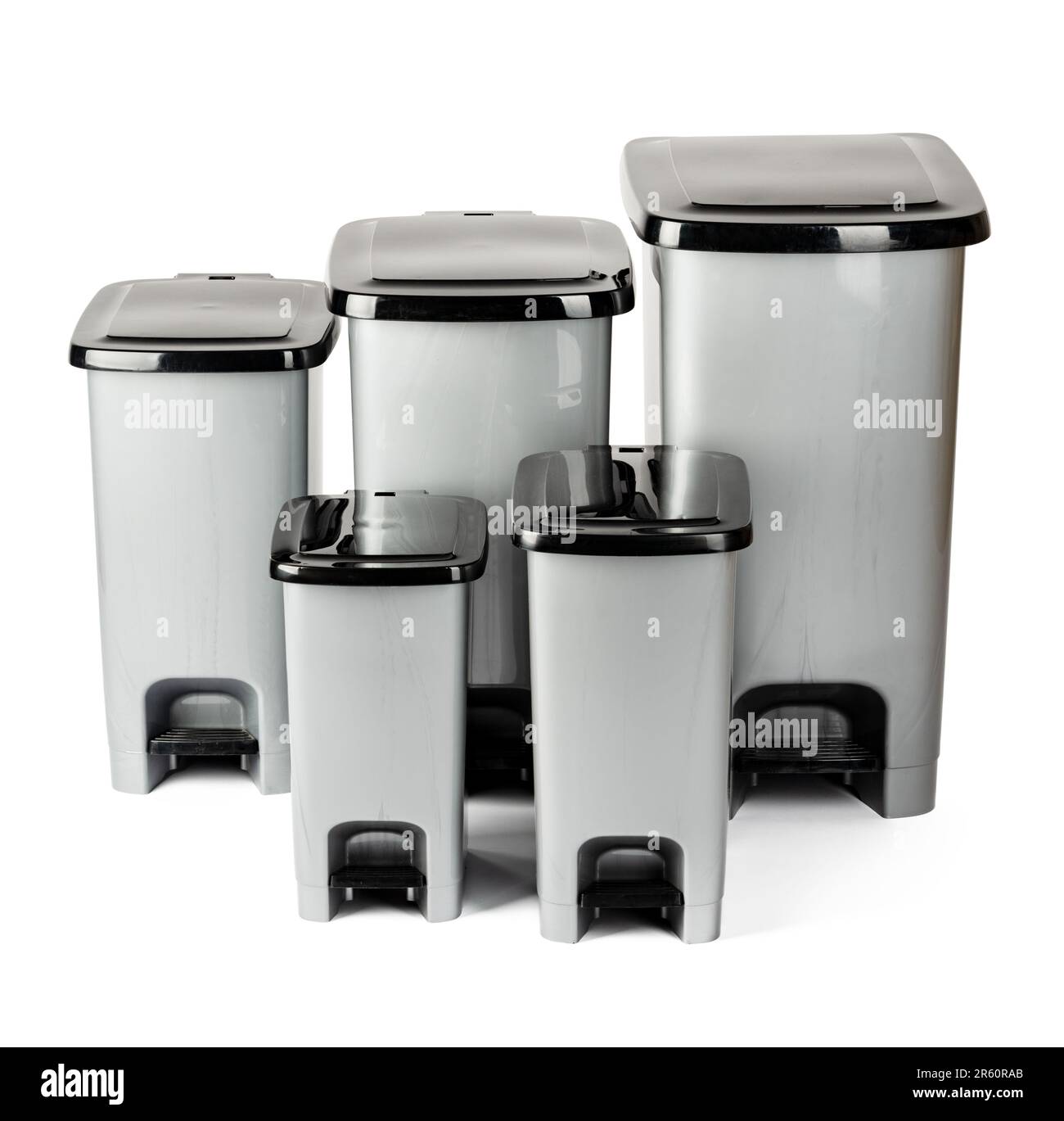 Gray plastic waste bin isolated on white Stock Photo - Alamy