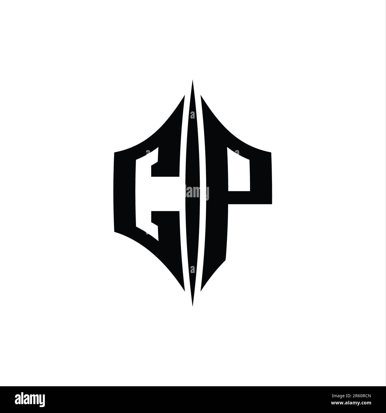 CP Letter Logo monogram hexagon diamond shape with piercing style ...