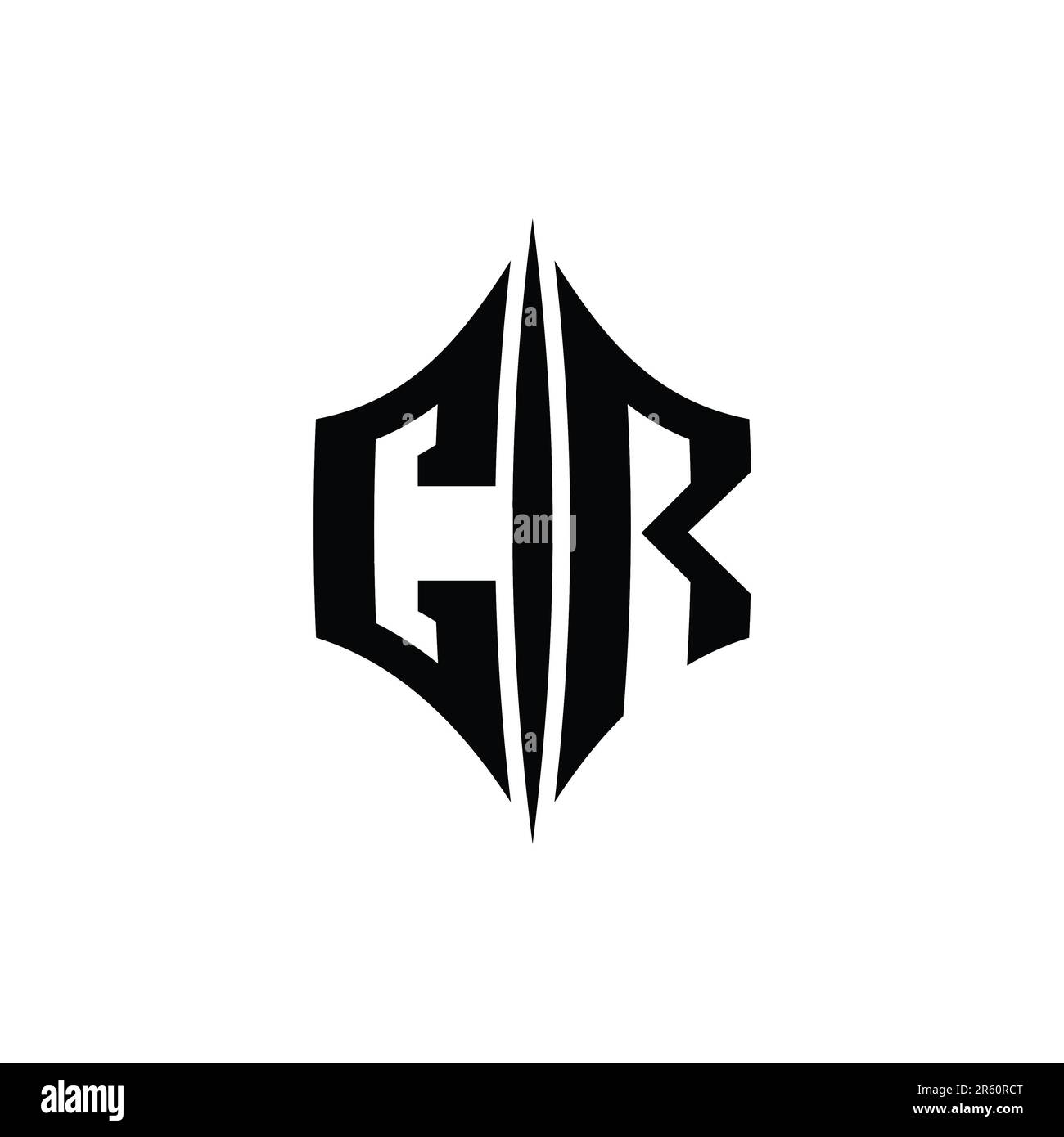 CR Letter Logo monogram hexagon diamond shape with piercing style ...