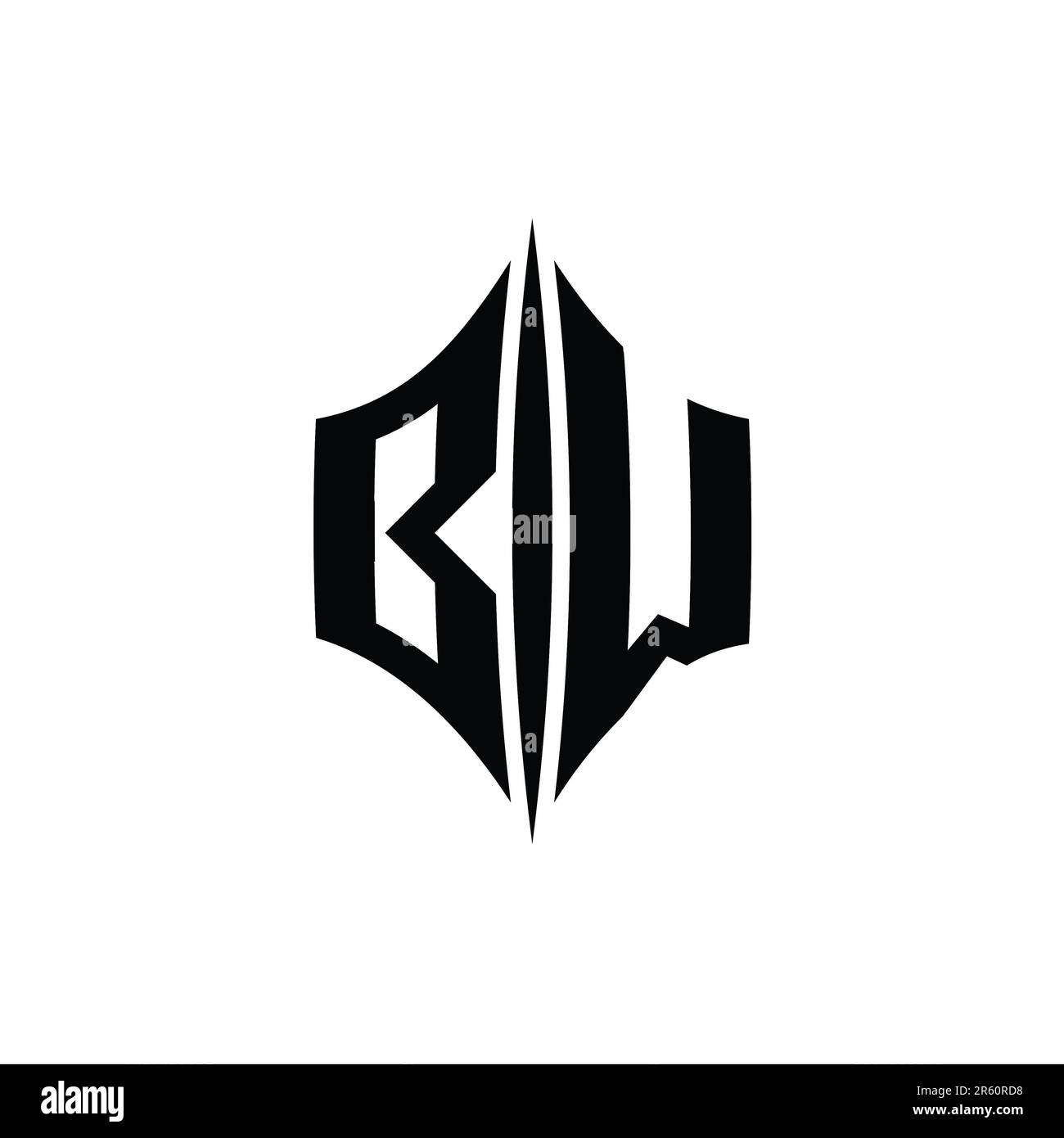 BW Letter Logo monogram hexagon diamond shape with piercing style ...