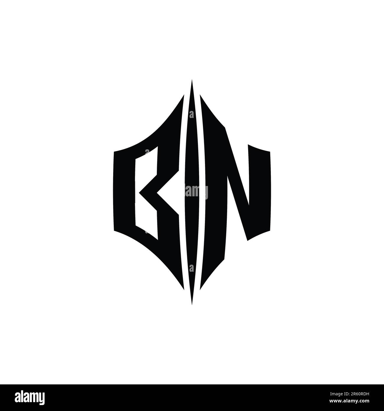 BN Letter Logo monogram hexagon diamond shape with piercing style ...