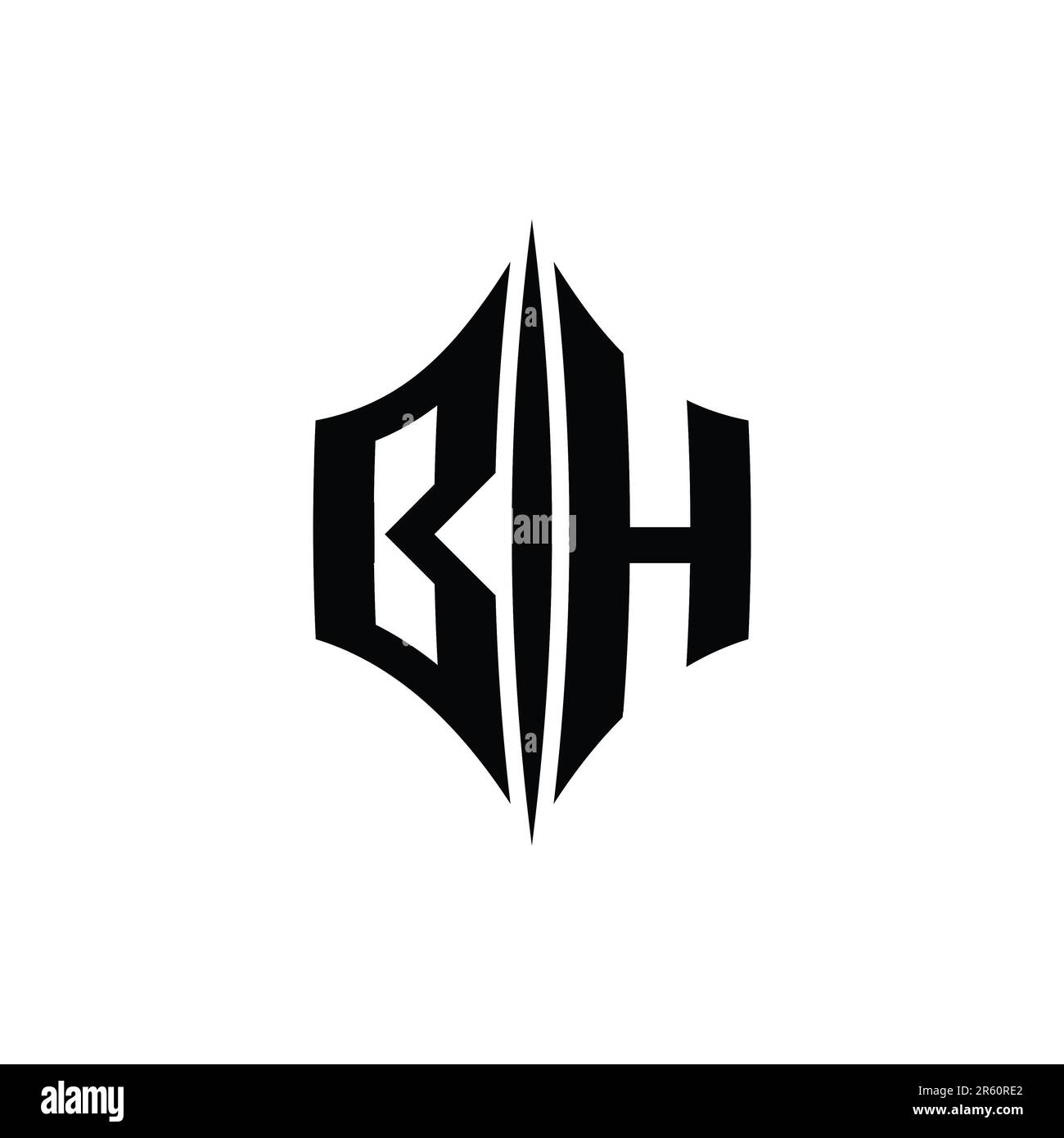 BH Letter Logo monogram hexagon diamond shape with piercing style ...
