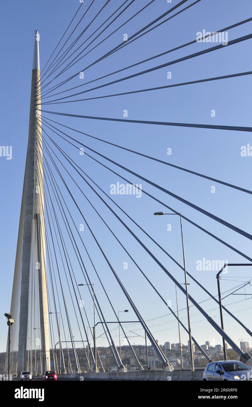 Ada bridge over Sava river Stock Photo - Alamy